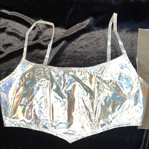 I Heart Raves | Tops | New Silver Iridescent Corset Top | Poshmark